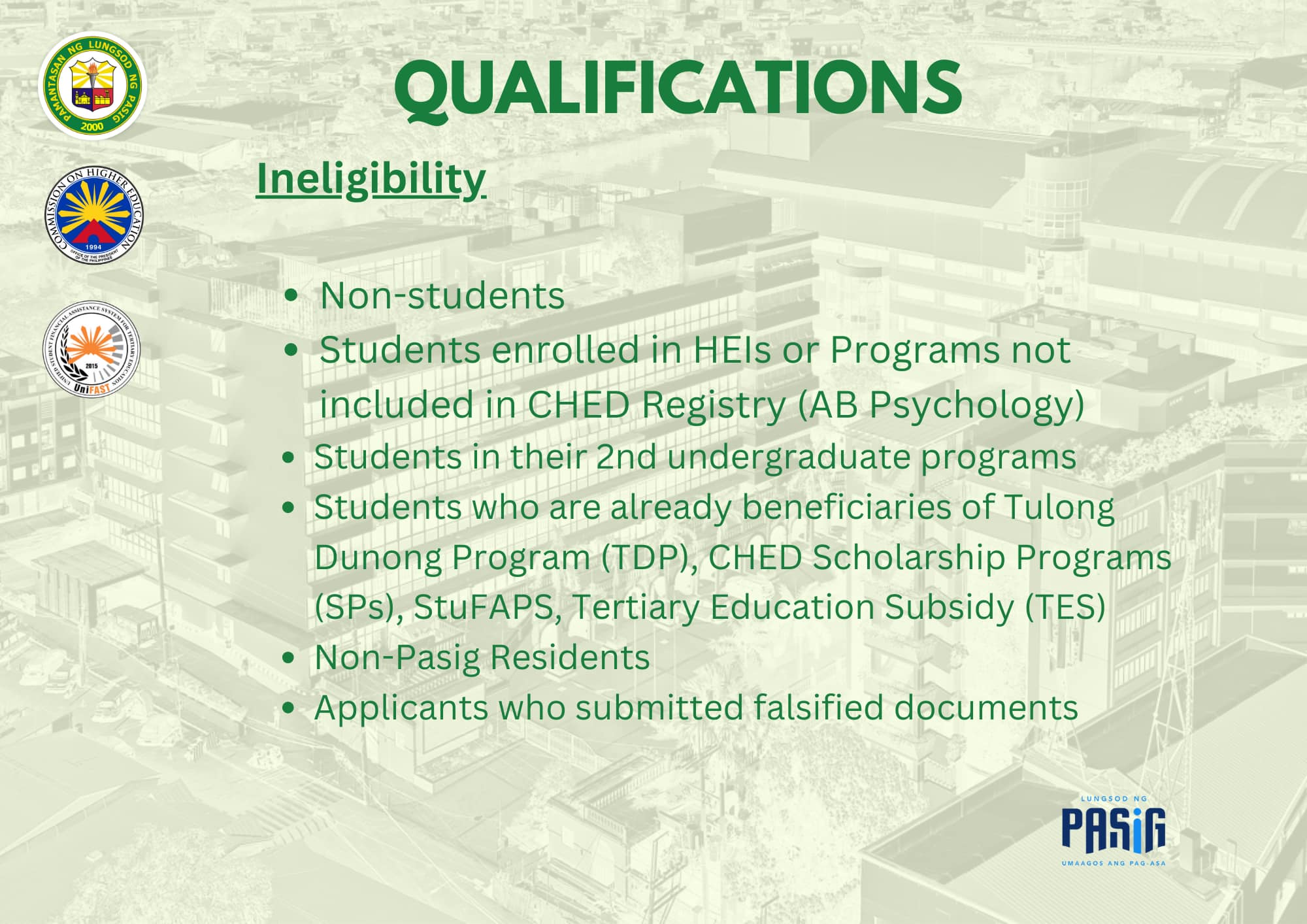 CHED-Tertiary Education Subsidy (TES) - Pamantasan ng Lungsod ng Pasig